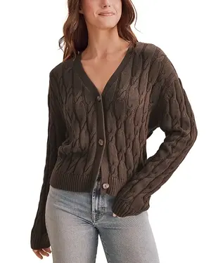 Splendid Rubi Cable Knit Cardigan Sweater - Java