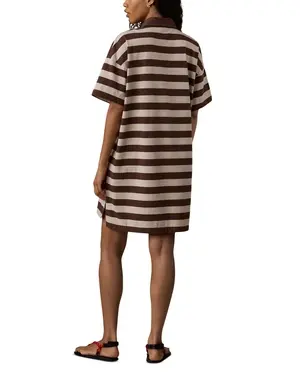 Faherty Brand Cotton Knit Striped Shirt Dress