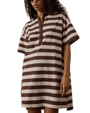 Faherty Brand Cotton Knit Striped Shirt Dress