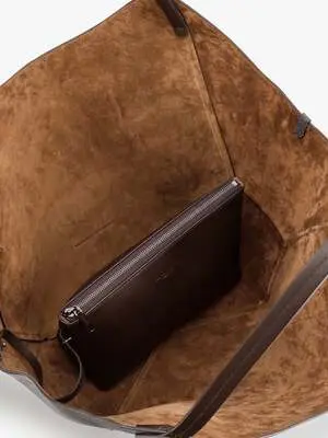 Brunello Cucinelli Leather Shopping Bag With Monili Detail