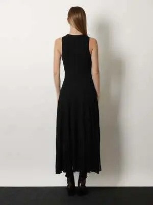 Alaïa Long Sleeveless Pleated Viscose Blend Dress
