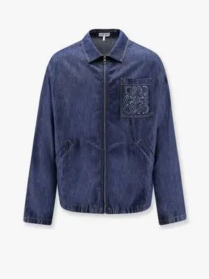 Loewe Denim Jacket With Embroidered Anagram Logo - Blue