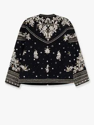 SCARLETT POPPIES Allover Embroidered Sequined Cotton Blazer