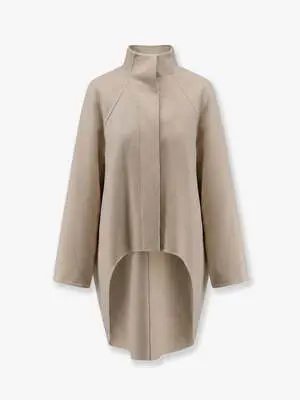 Alaïa Asymmetrical Cashmere Coat - Beige