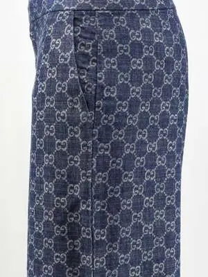 Gucci Cotton Denim Trousers With Gg Motif