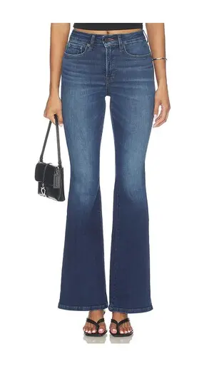 Good American Soft Tech Mid Flare In Blue