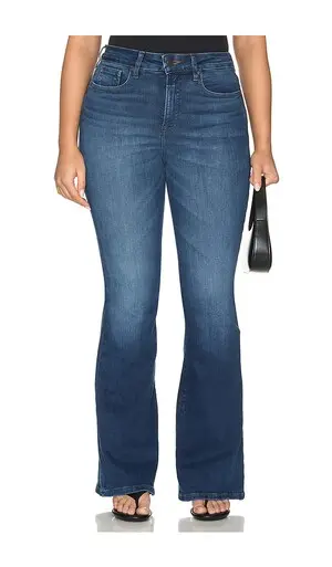 Good American Soft Tech Mid Flare In Blue