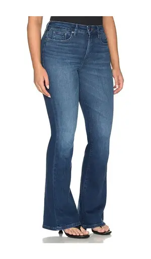 Good American Soft Tech Mid Flare In Blue