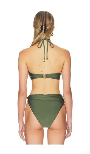PatBO Aurora Lycra Bikini Top In Olive