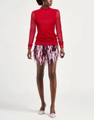 MEIMEIJ Tulle Turtleneck Long Sleeve Top