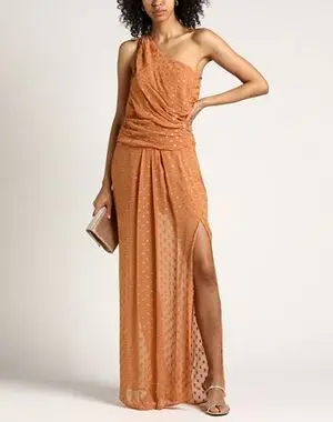TWINSET Maxi Dress Rust Size Viscose, Polyester