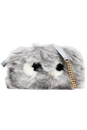 ANYA HINDMARCH Eyes Mini Shearling Shoulder Bag - Stone