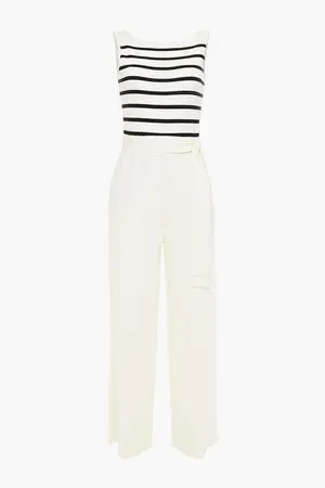 Loro Piana Maya Bay Belted Striped Silk And Cotton-blend Jumpsuit
