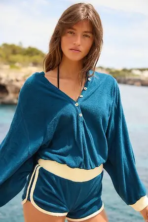 Free People Cassie Terry Romper - Poseidon