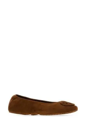 Tory Burch Chocolate Suede Minnie Ballerinas