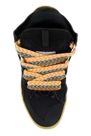 LANVIN Leather And Fabric Curb Sneakers