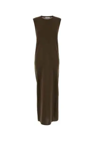 THE ROW Mud Stretch Silk Blend Oiva Dress - Brown