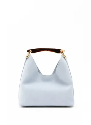 ELLEME Boomerang Small Suede Shoulder Bag With Gold Hardware - Light Blue