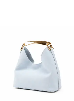 ELLEME Boomerang Small Suede Shoulder Bag With Gold Hardware - Light Blue