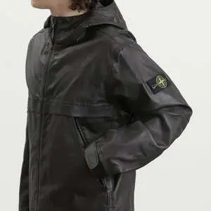 Stone Island Leather Organza Hooded Jacket