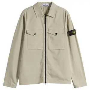 Stone Island Organic Cotton Sateen Zip Shirt Jacket - Sand