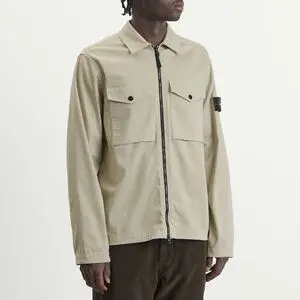 Stone Island Organic Cotton Sateen Zip Shirt Jacket