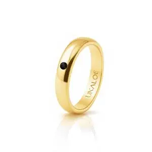 UNALOE Gold / Black Gold Plated Band Ring With Black Diamond - Gold/black