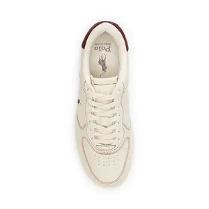 Ralph Lauren Masters Court Leather Sneakers - Ecru/wine