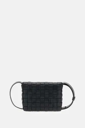 Bottega Veneta Woven Leather Messenger Bag - Nero