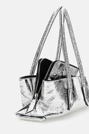 Attico La Passeggiata Small Top Handle Bag - Silver