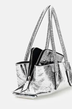 Attico La Passeggiata Small Top Handle Bag - Silver