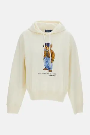 Polo Ralph Lauren Cotton-blend Terry Hoodie With Embroidered Polo Bear Motif - Bianco