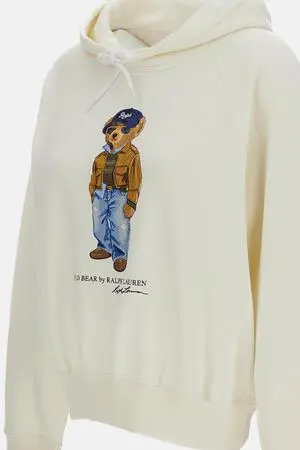Polo Ralph Lauren Cotton-blend Terry Hoodie With Embroidered Polo Bear Motif - Bianco