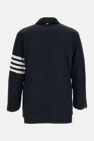 Thom Browne Poly Tech Padded Overcoat With 4-bar Detail - Blu