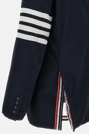 Thom Browne Poly Tech Padded Overcoat With 4-bar Detail - Blu