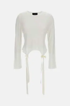 Simone Rocha Long Sleeve T-shirt With Bow Detail - Bianco