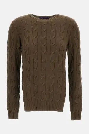 Ralph Lauren Maglia Girocollo A Trecce - Marrone