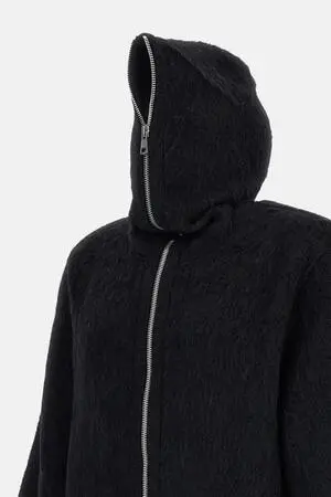 Our Legacy Full-zip Wool Blend Hooded Sweater - Nero