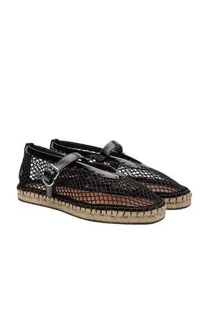 Alaïa Fishnet Espadrille Flat In Black - Noir