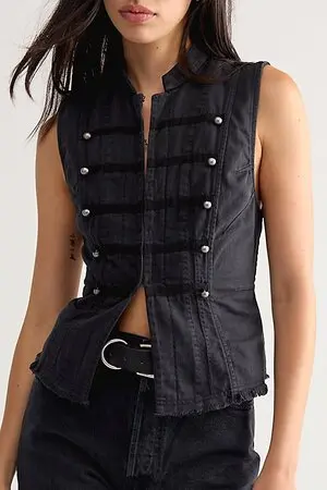 Free People Hearts On Fire Band Vest - Black