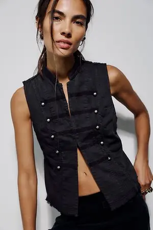 Free People Hearts On Fire Band Vest - Black