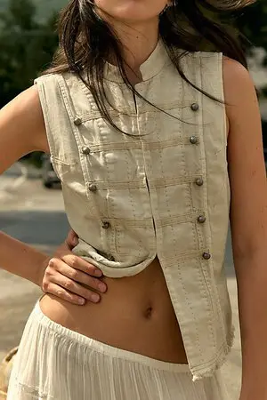 Free People Hearts On Fire Band Vest - Tea