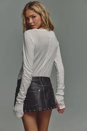 Free People We The Free Studded Vegan Leather Mini Skirt