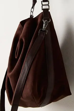 Free People Suzie Suede Slouchy Tote Bag - Espresso