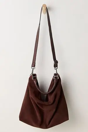 Free People Suzie Suede Slouchy Tote Bag - Espresso