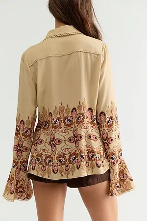 Free People Melrose Printed Button Down Top