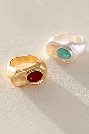 Free People Free People Etta Pinky Ring In Silver And Amazonite Silver Amazonite
