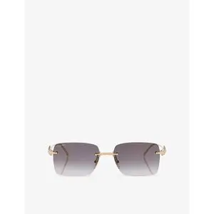 Cartier Rimless Rectangle Metal Sunglasses - Gold