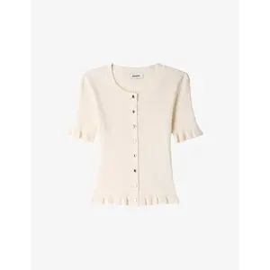 Sandro Rib-knit Cardigan With Ruffled Details