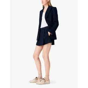 Maje Fine-stripe Tailored Wool-blend Shorts